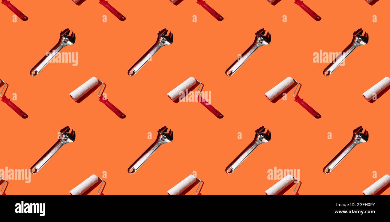 Adjustable keys and rollers for painting on an orange background ...