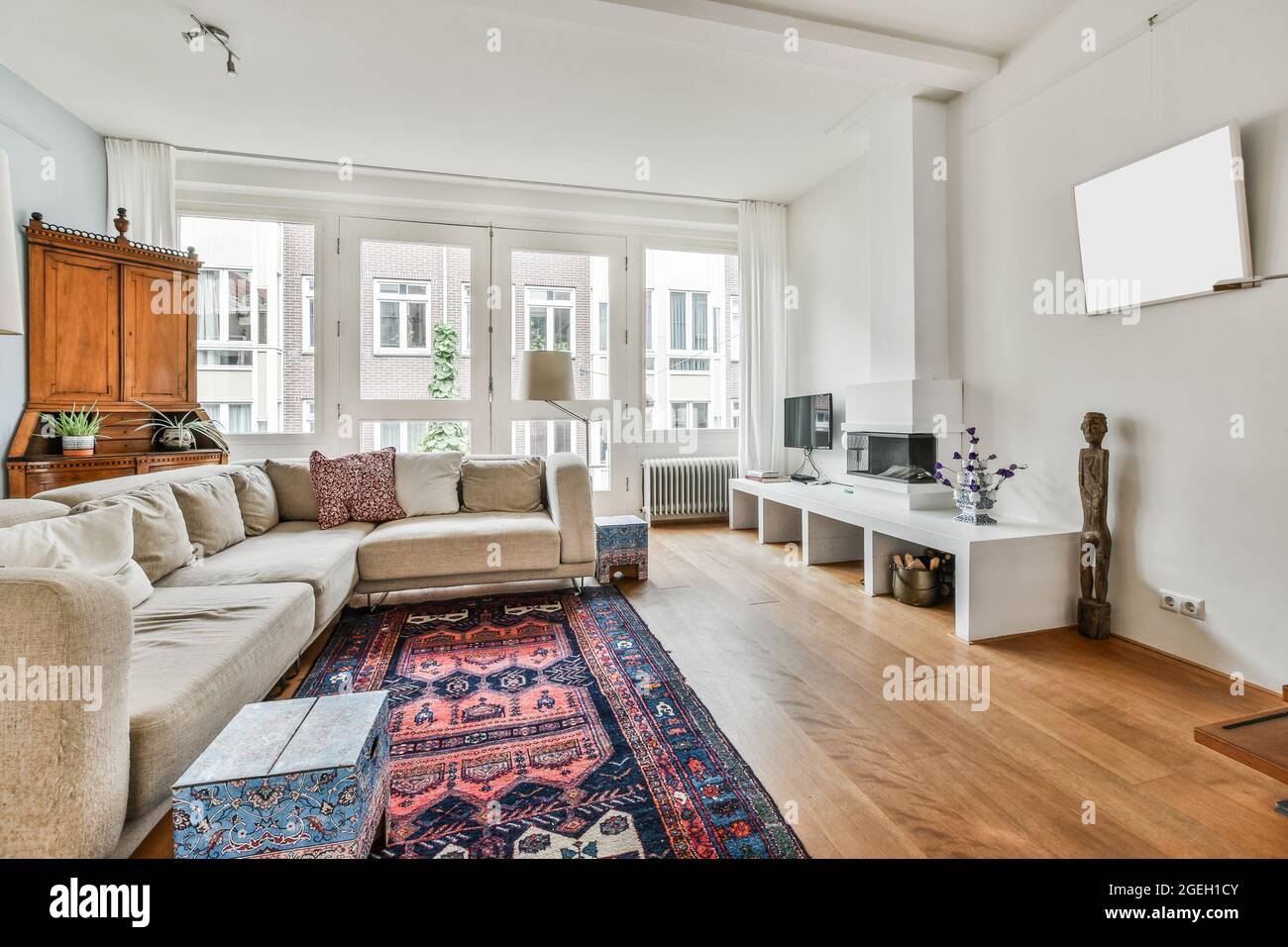 Interior design and decoration of a nice and modern living room Stock ...