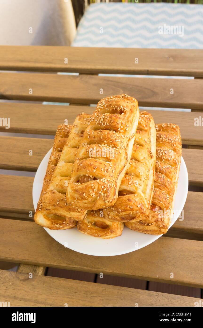 Fresh rustic breads on the table viewed from above Stock Photo - Alamy