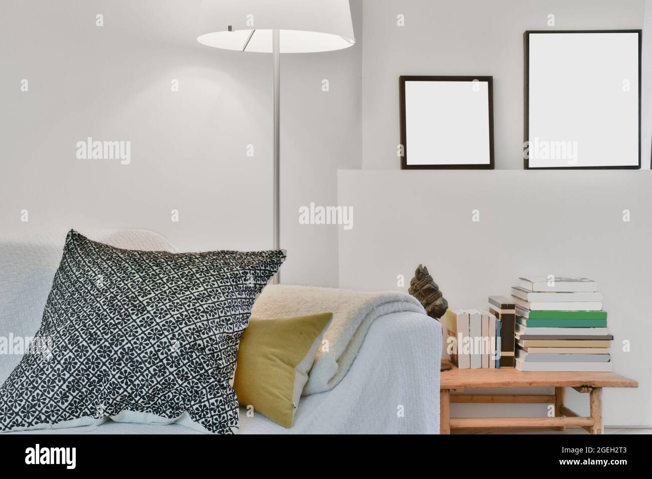 Interior design and decoration of a living room with decorative objects ...