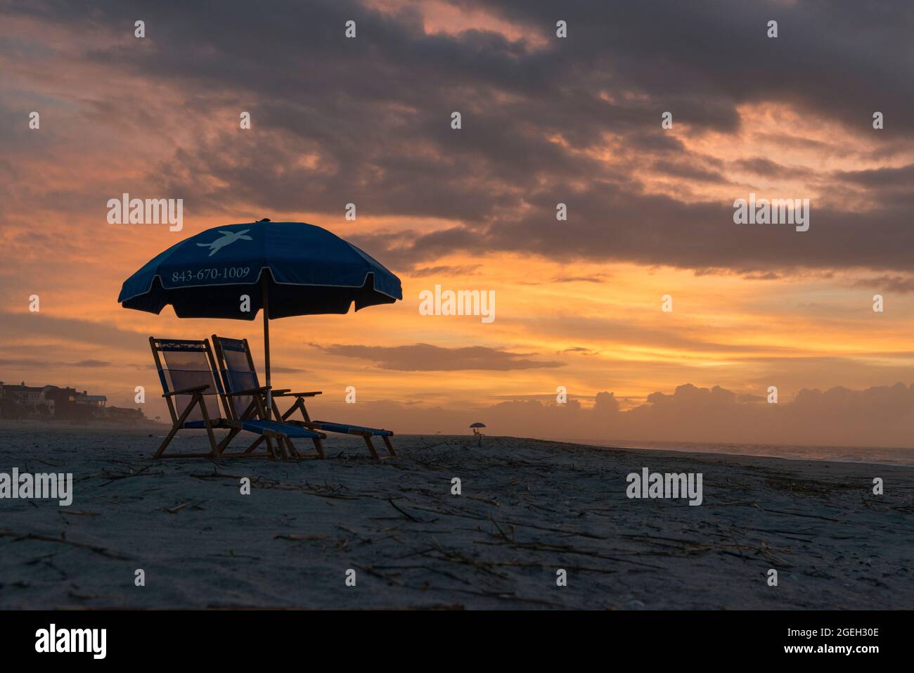 The wide sandy beach at the Wild Dunes resort on the Isle of Palms ...