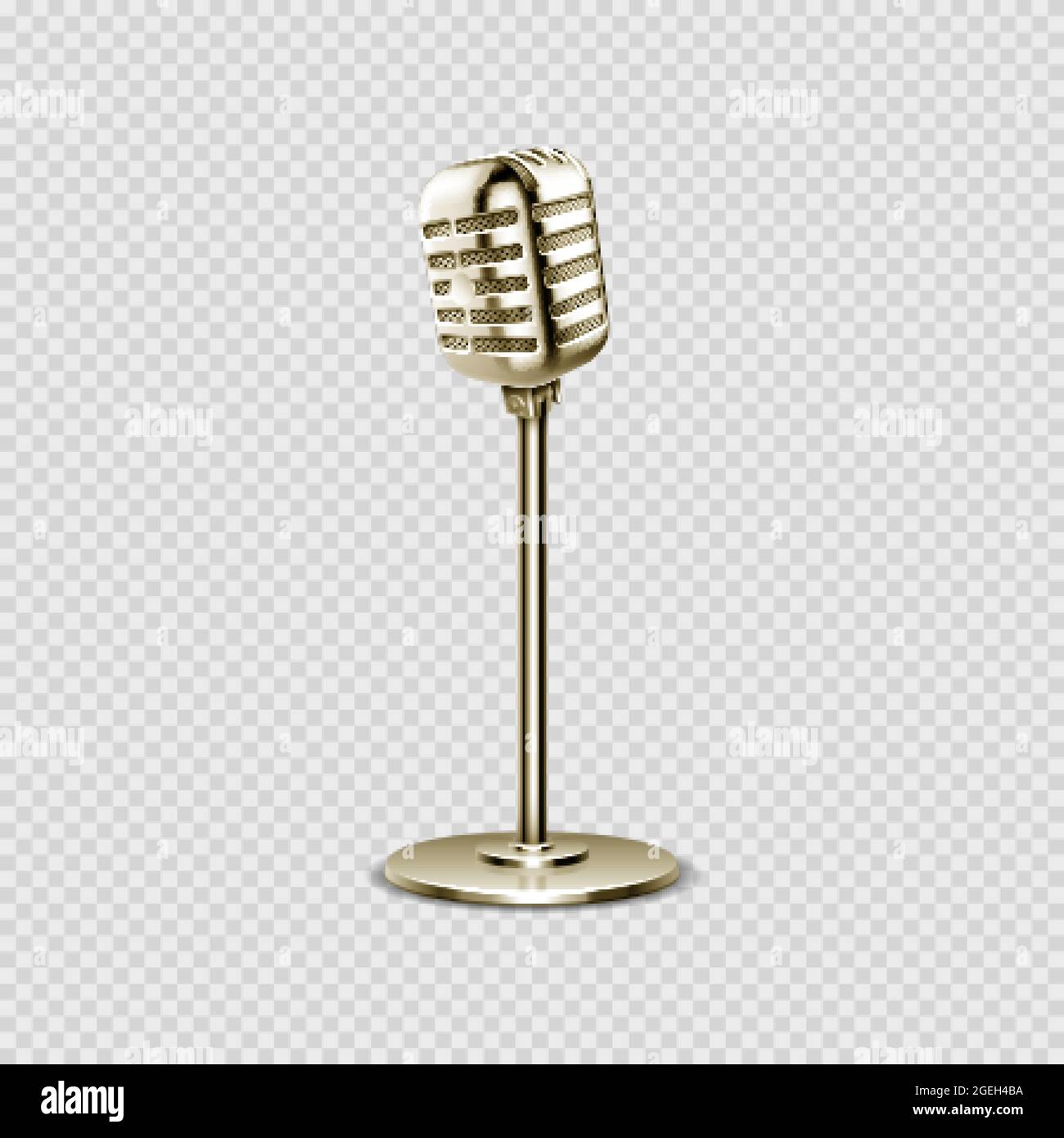 Realistic microphone. Vintage voice device for studio or radio, karaoke ...
