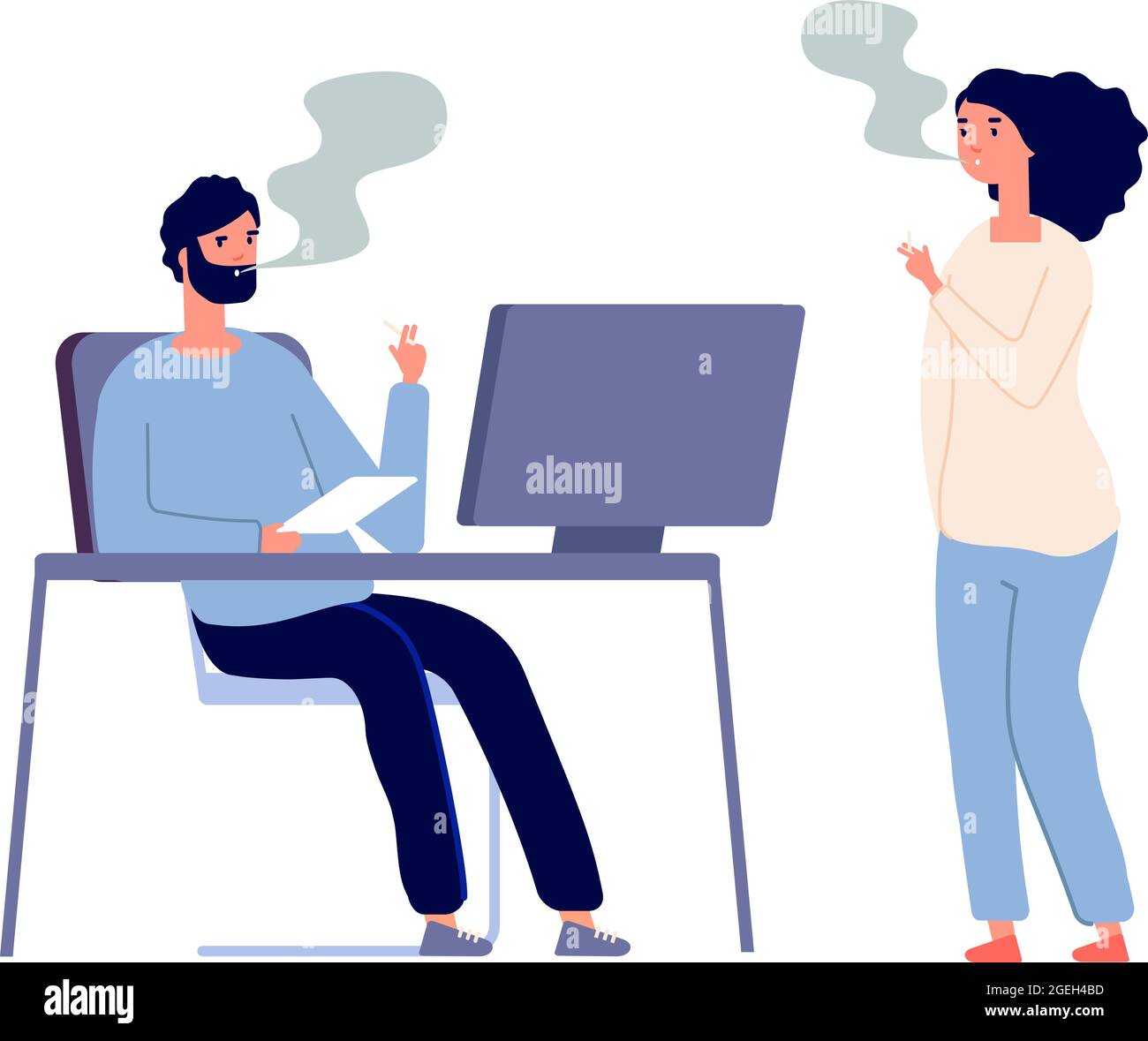 Man smoking cigarette cartoon illustration hi-res stock photography and ...