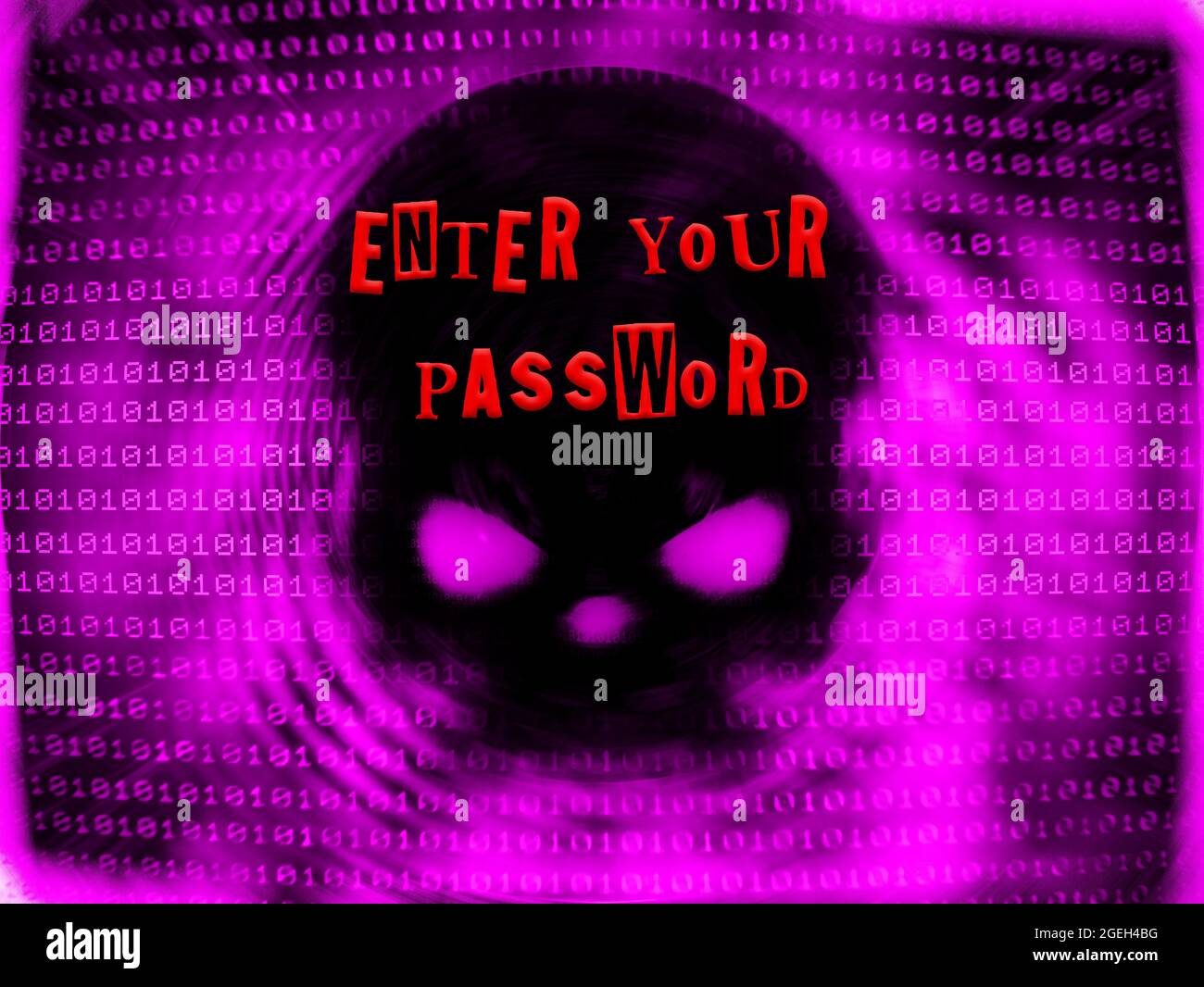 Enter your password displayed on a Pirate skull on Binary code ...