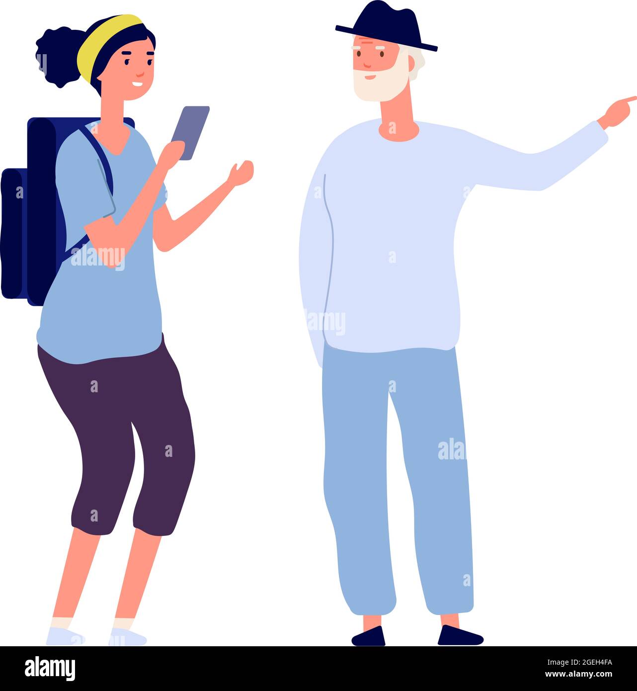 Individual trip. Man conduct excursion for single girl. Flat tourist ...