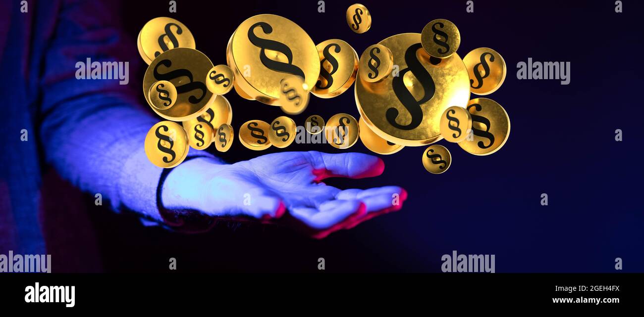 Person presenting the virtual projection of paragraph signs Stock Photo ...