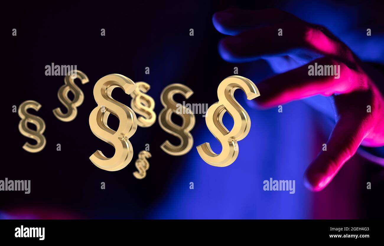 Person presenting the virtual projection of the paragraph signs Stock ...