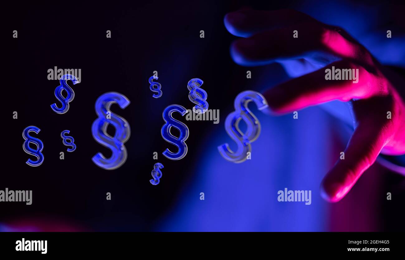 Person presenting the virtual projection of paragraph signs Stock Photo ...