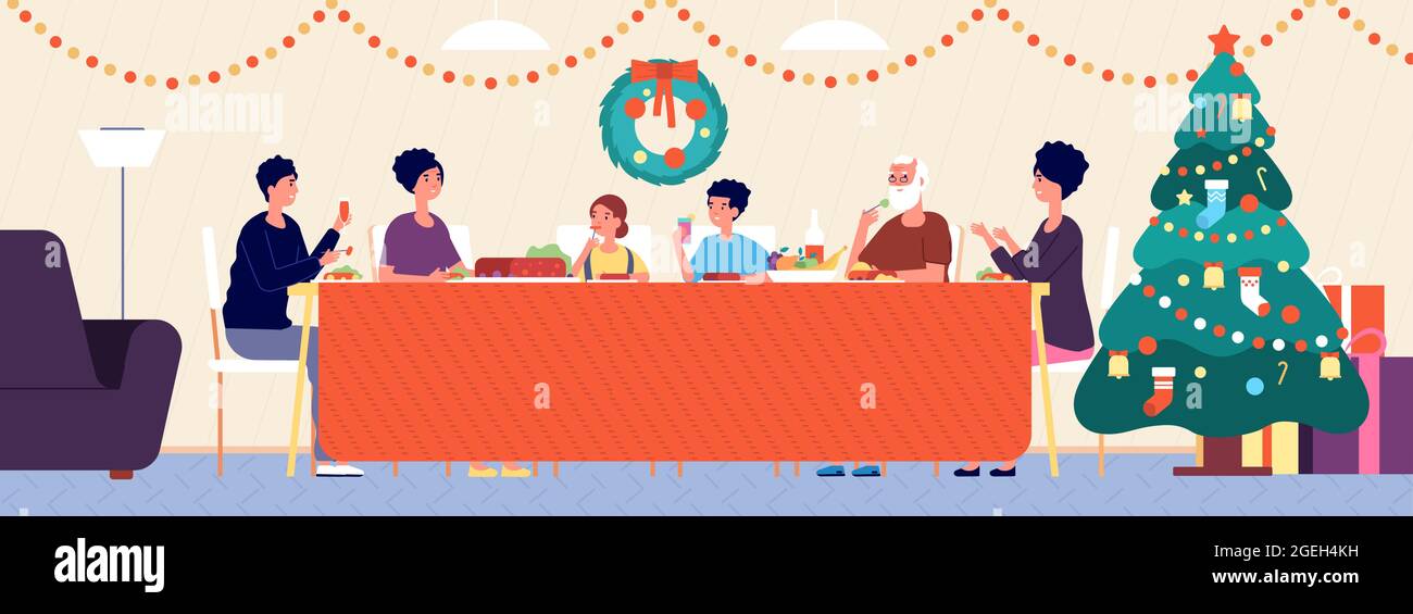 Eating Christmas Dinner Cartoon