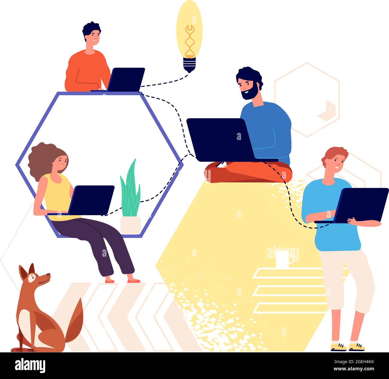 Team working. Creative people thinking, find idea. Brainstorming ...