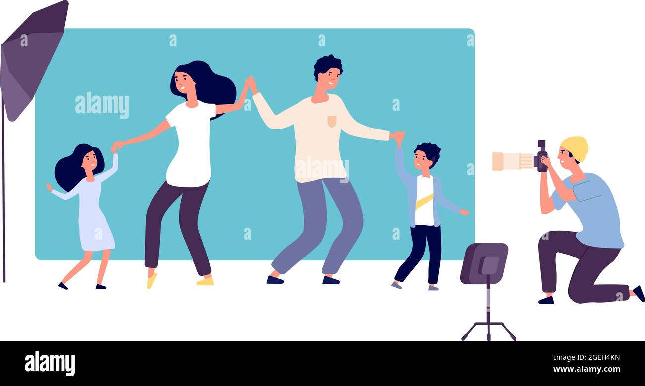 Family photo session. Professional photographer with camera and parents ...