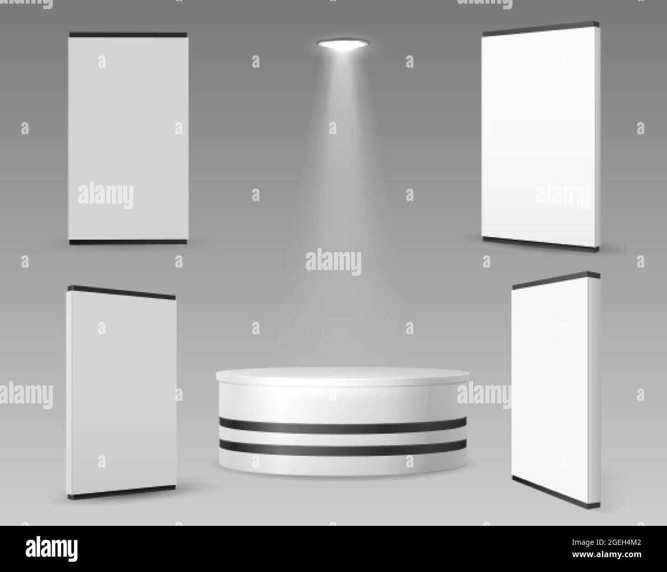 Expo wall and stand. Realistic 3D panels for exhibition or showroom ...