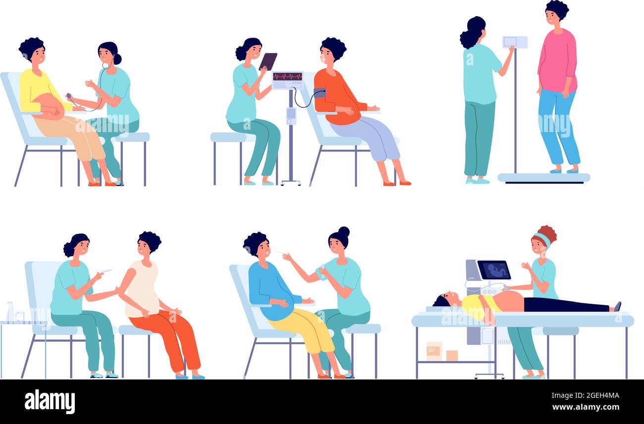 Pregnant woman medical check up. Pregnancy care clinic, belly ...