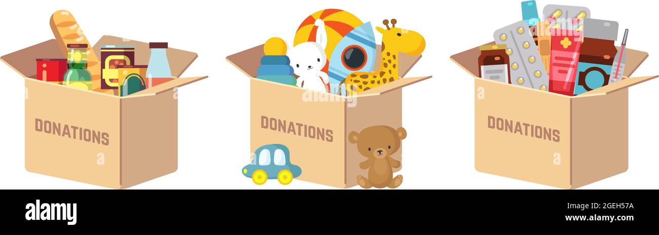 Donation box and children Stock Vector Images - Alamy