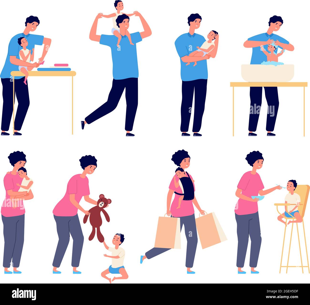 Toddler in family. Mother with baby, father taking care child. Parents ...