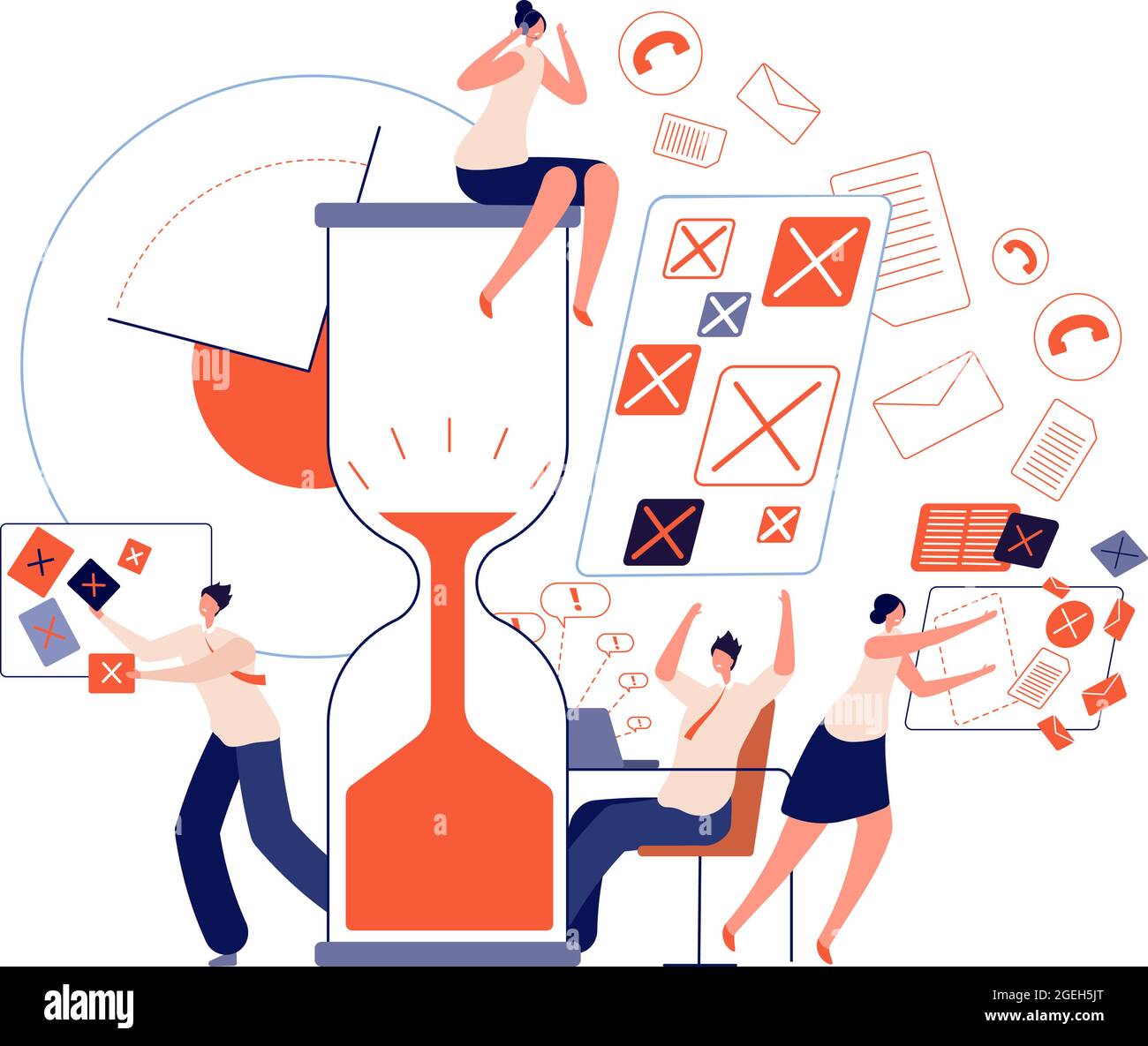 Stress deadline work. Office team characters, bad discipline and ...