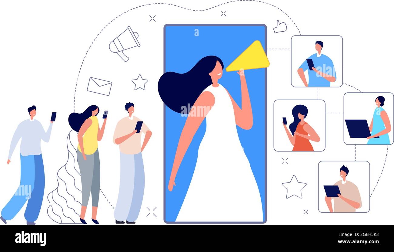 Referral marketing. Refer friend, internet influence customer group ...