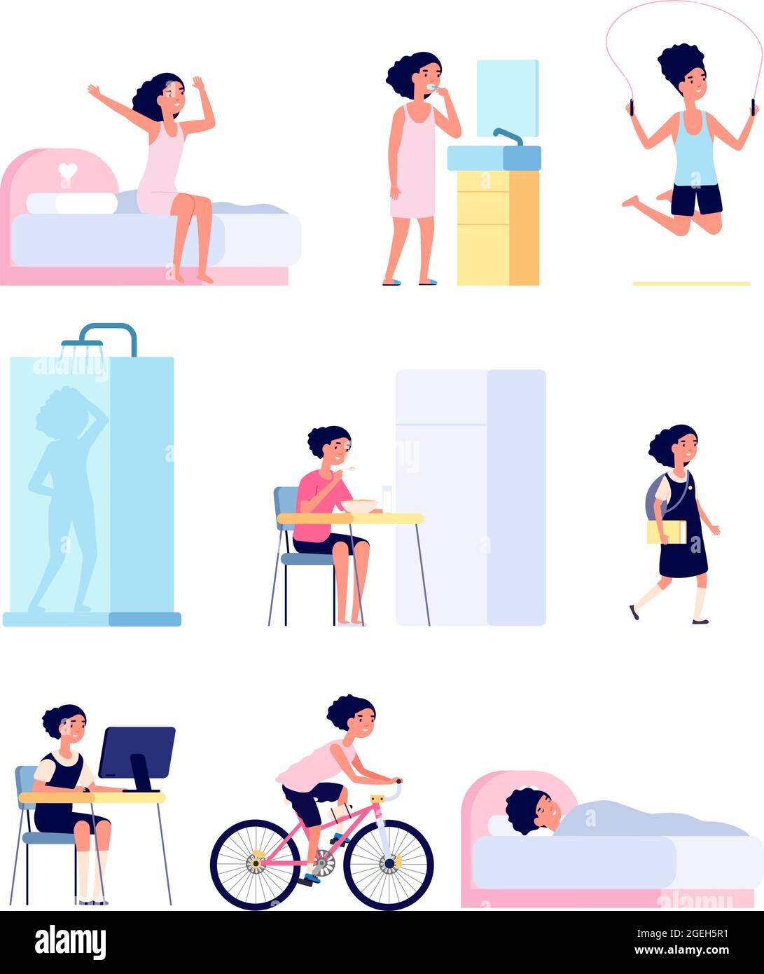 Doing daily exercises Stock Vector Images - Alamy