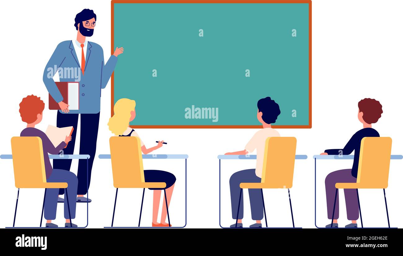 Children study with teacher. School inclusion study, kids discuss in ...