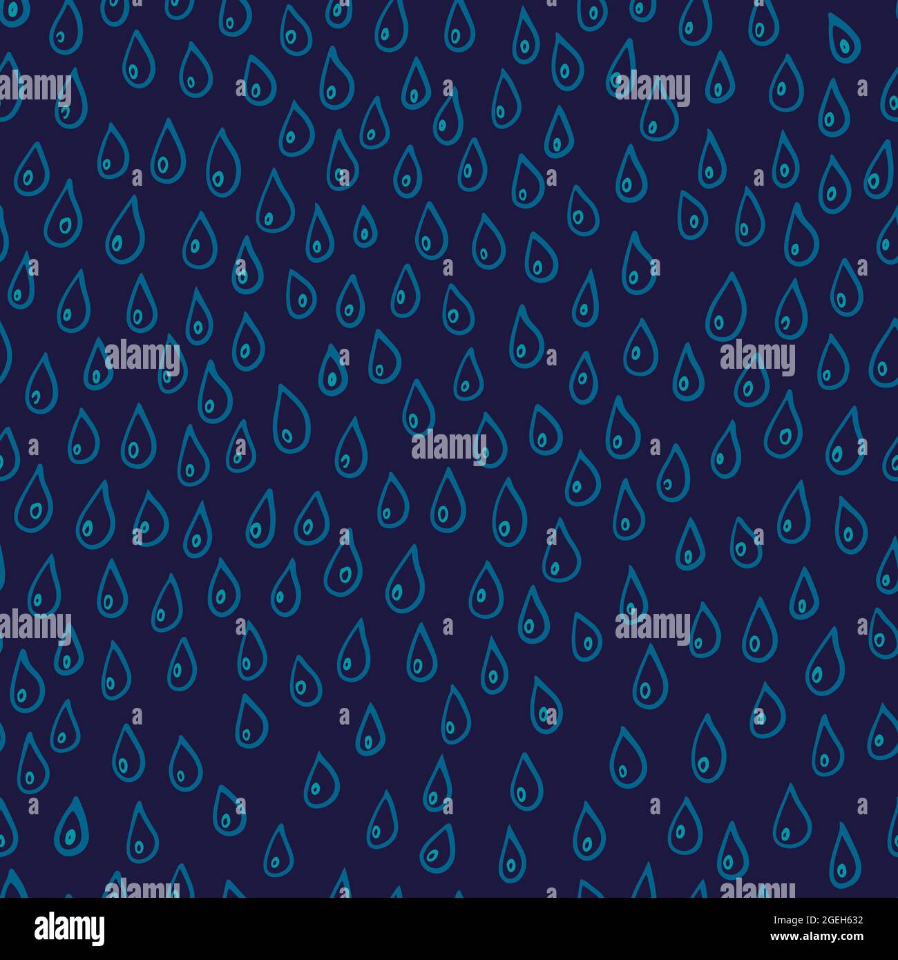 Cute seamless hand-drawn pattern with falling waterdrops on dark blue ...