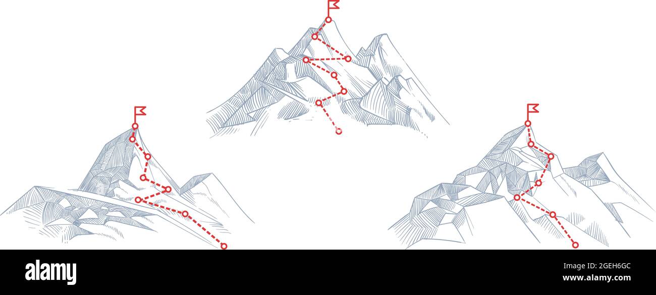 Mountain paths. Progress, success hiking path business metaphor ...