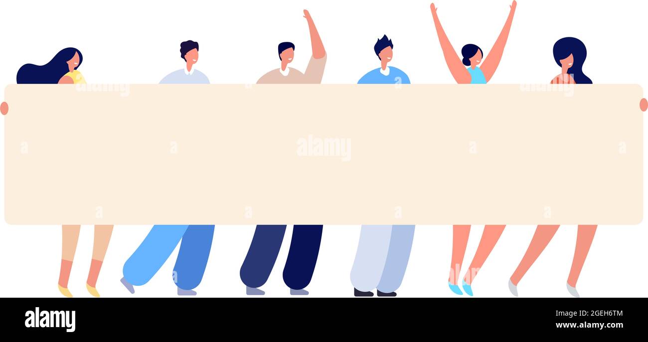 Demonstration group. People holding placard, public rallies or ...