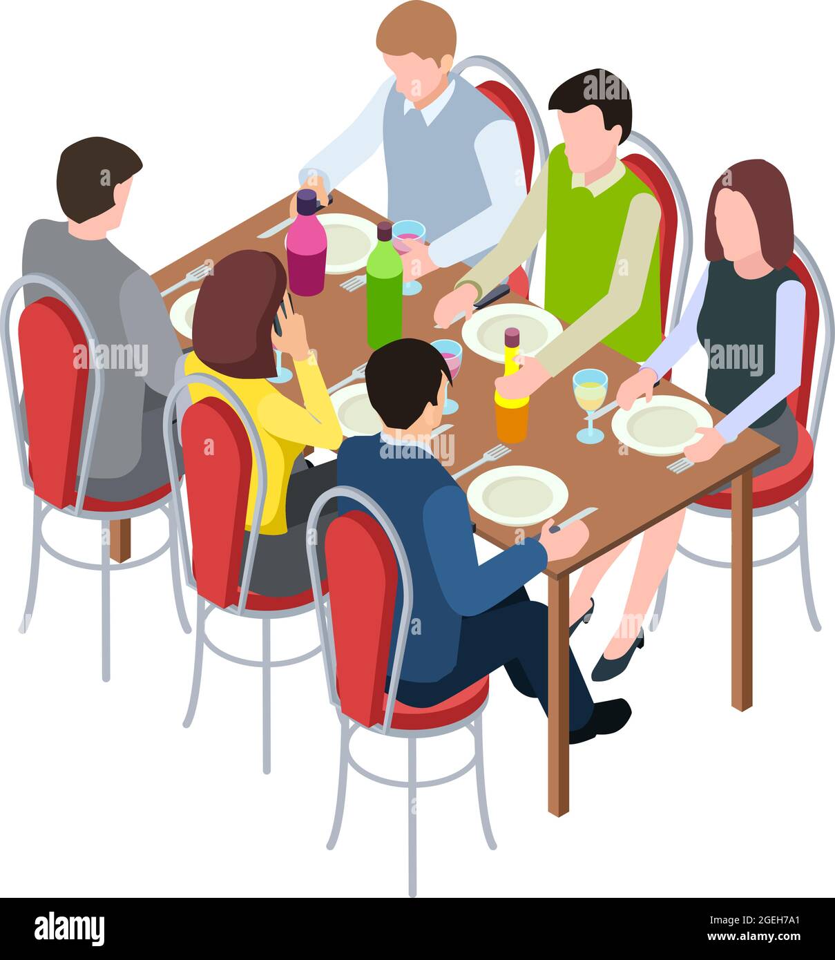 Family evening meal Stock Vector Images - Alamy