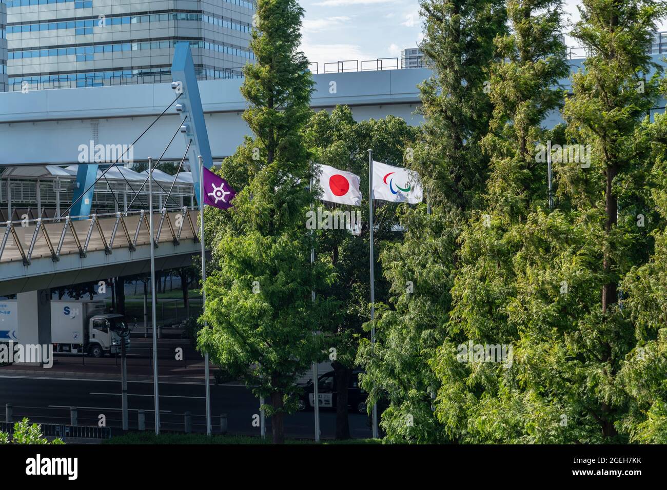 Tokyo, Japan - August 20, 2021: Japanese National and Olympic committee ...