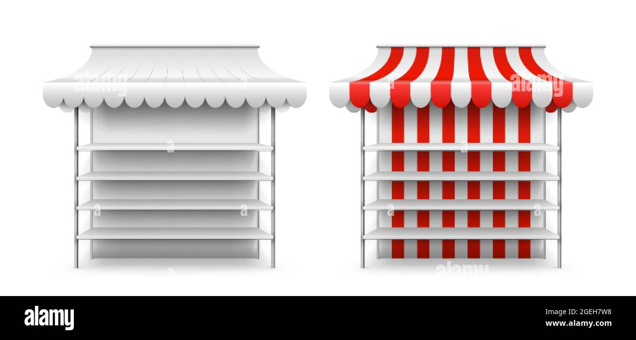 Shop stall mockup. Isolated 3d market awning, fair vendor. Realistic ...