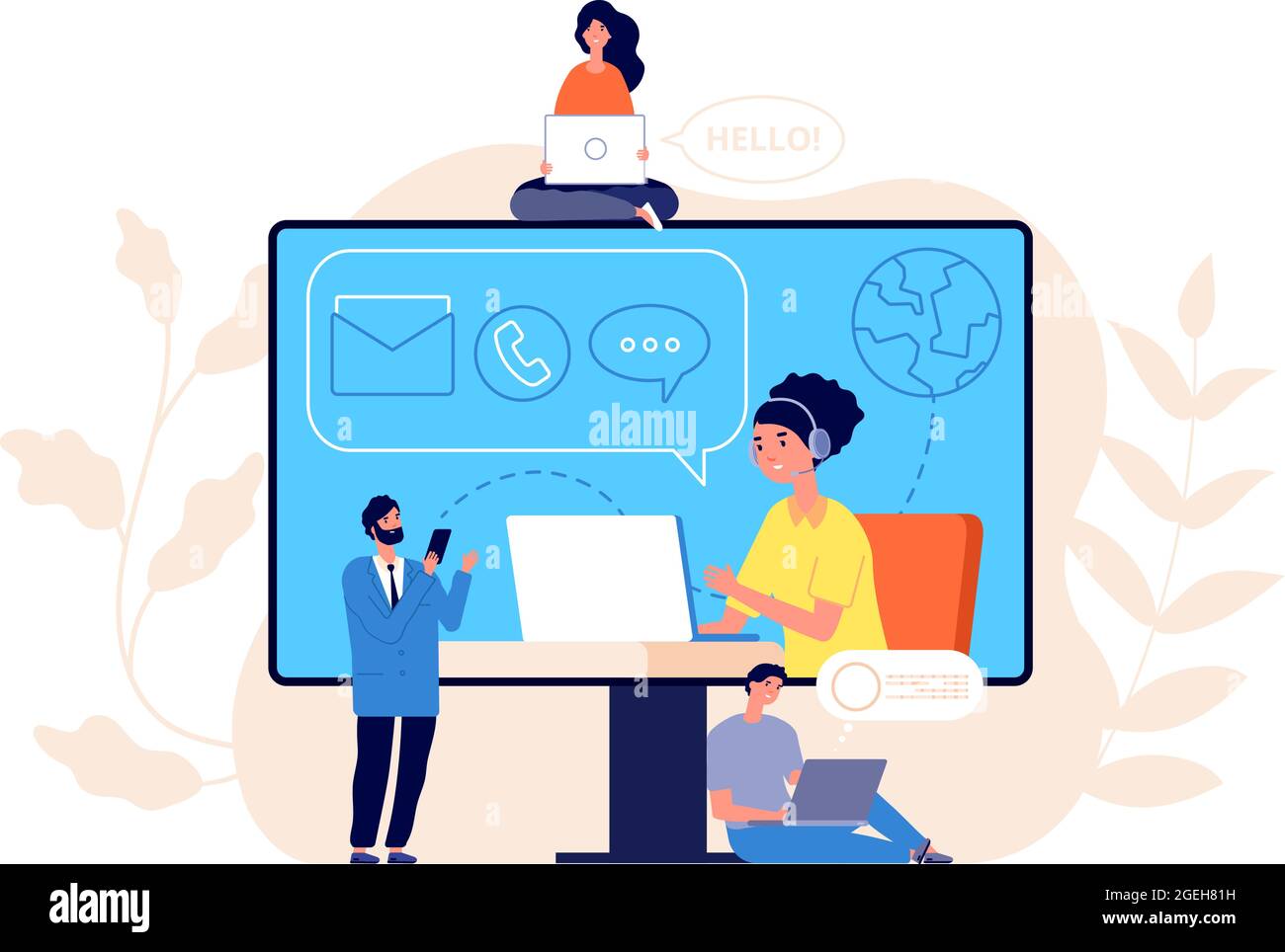 Contact us concept. Business website, call center or help line ...