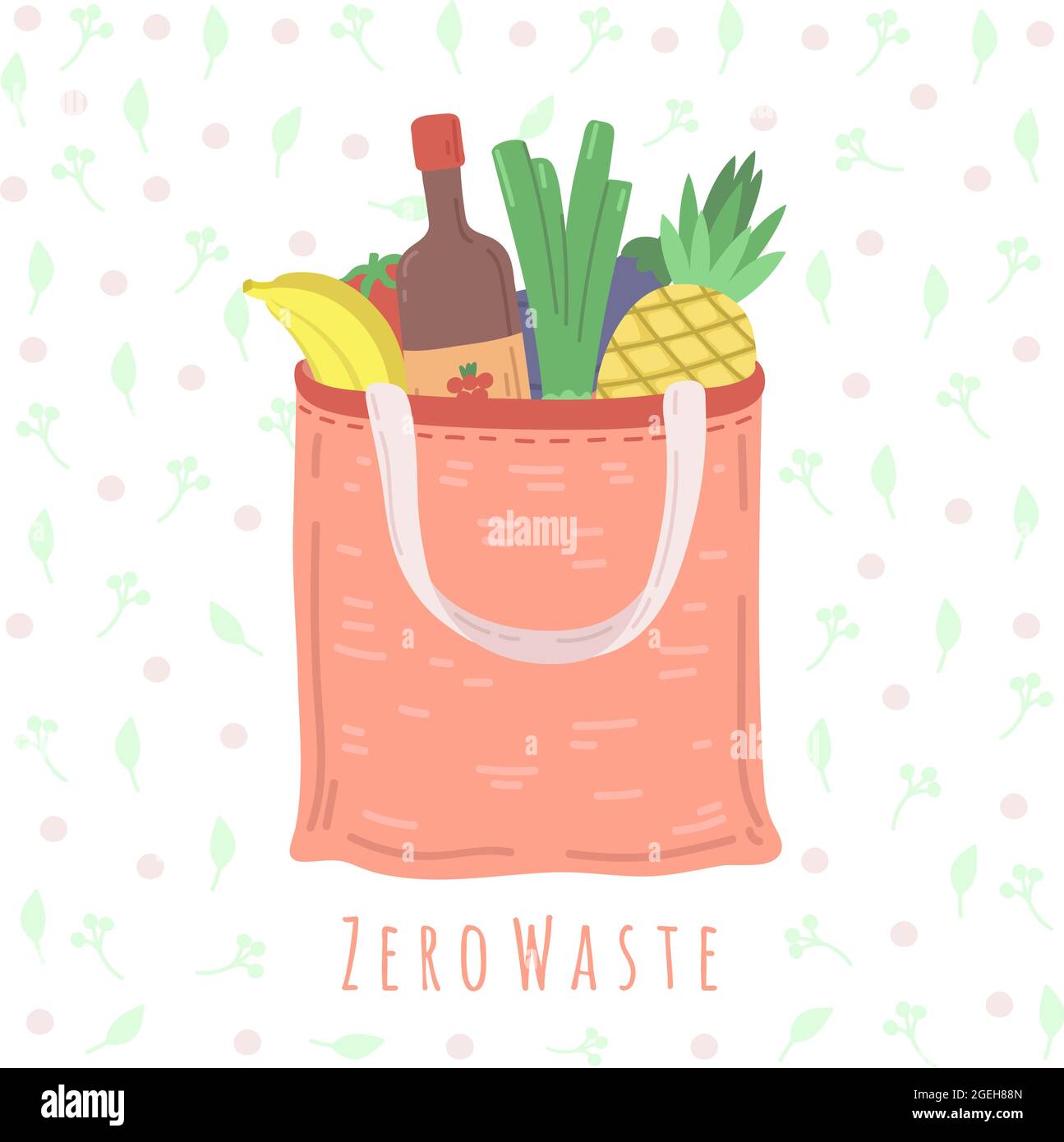 Eco food bag. Grocery shop package, zero waste shopping concept textile ...