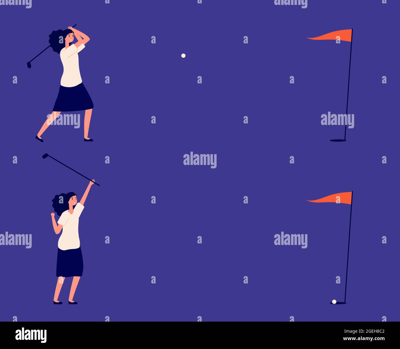 Business goal. Woman play in golf, successful project or investments ...