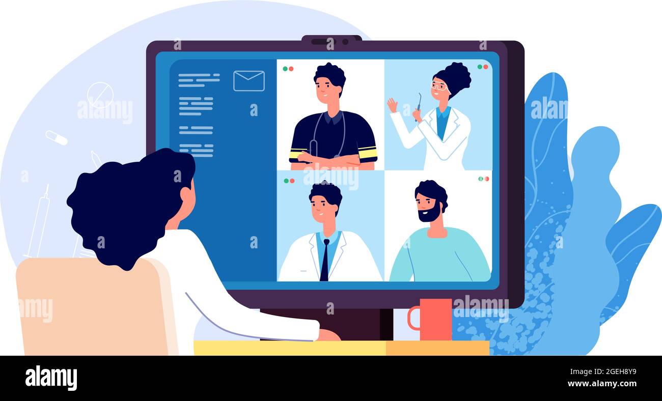 Medical conference online. Doctor video call, paramedic nurse ...