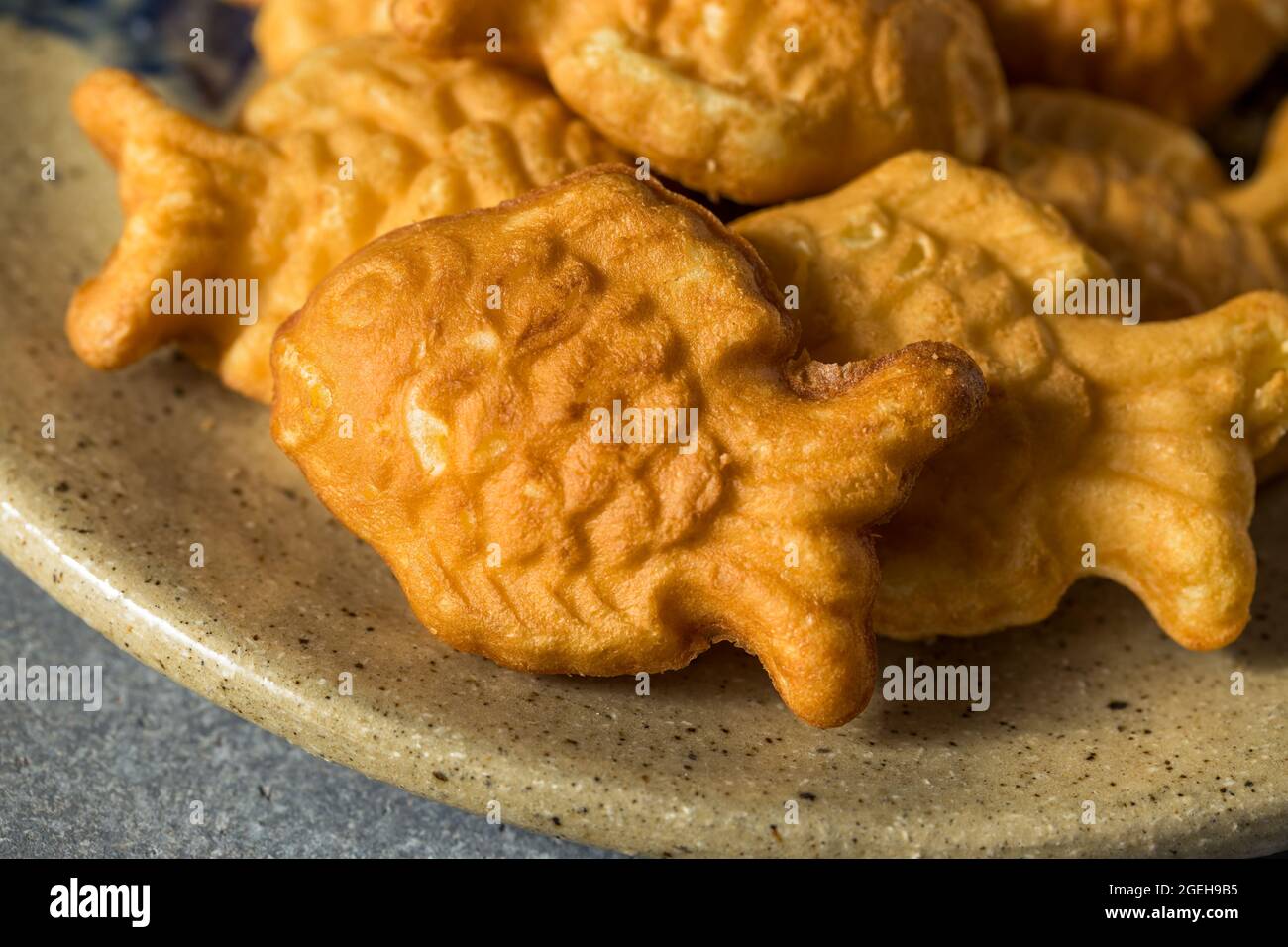 Homemade Fished Shaped Custard Japanese Taiyaki with Filling Stock ...
