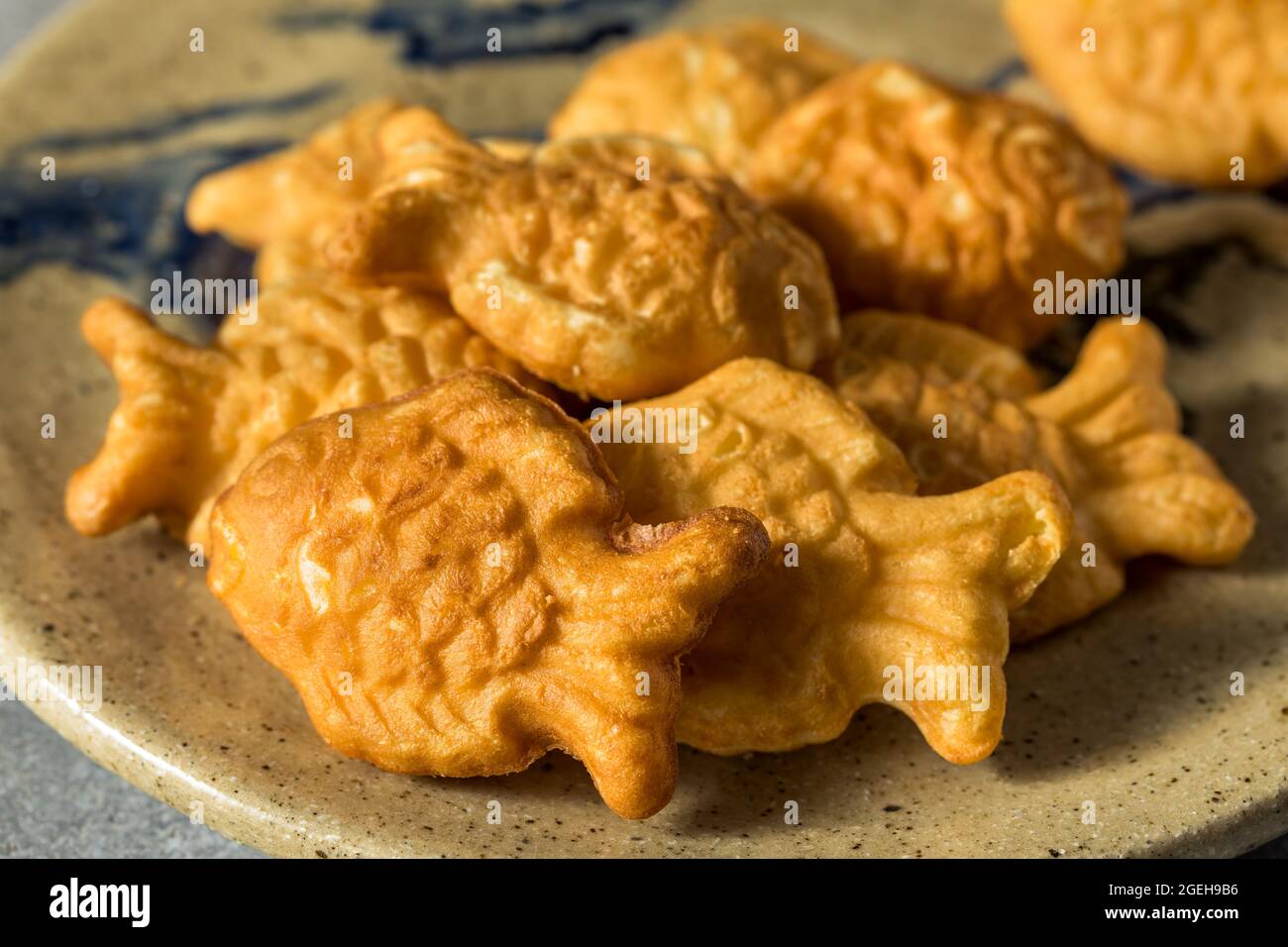 Homemade Fished Shaped Custard Japanese Taiyaki with Filling Stock ...
