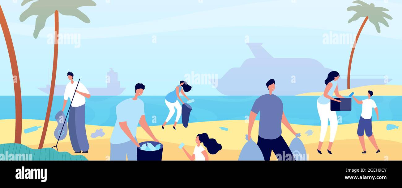 Litter at the seaside Stock Vector Images - Alamy