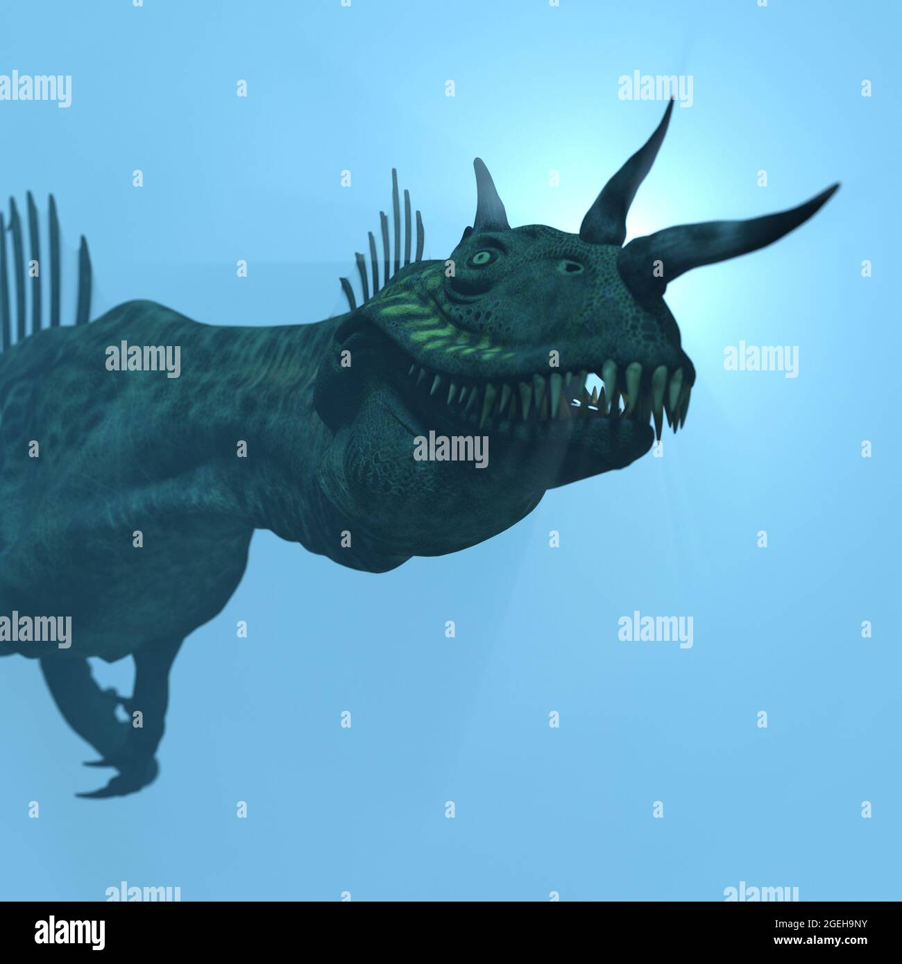3d-illustration of an giant fantasy sea dinosaur underwater Stock Photo ...