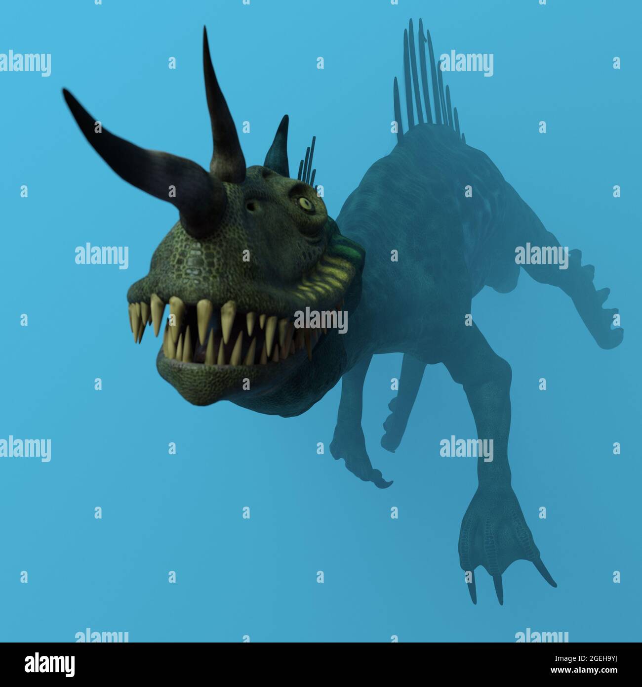 3d-illustration of an giant fantasy sea dinosaur underwater Stock Photo ...