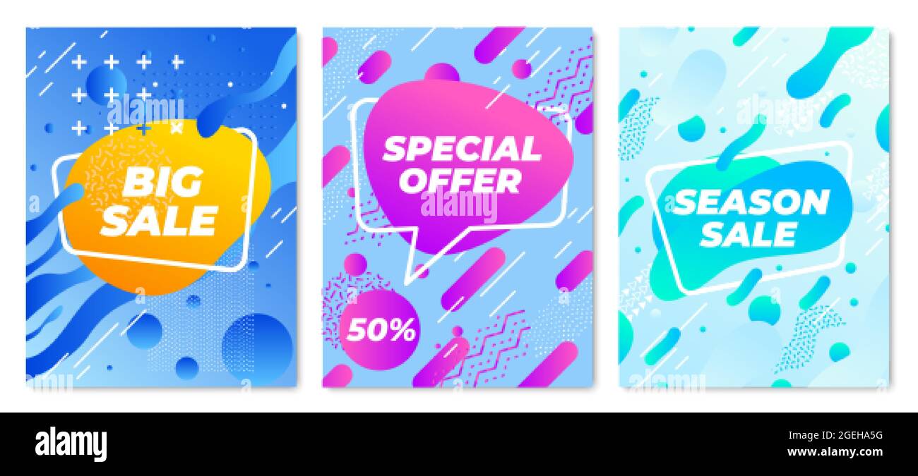 Memphis style sale banners. Autumn design background, geometric ...