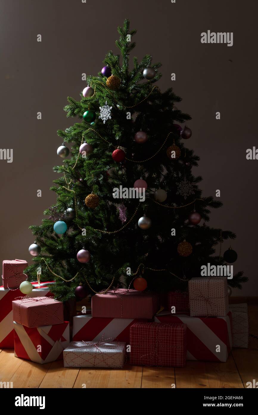 Christmas tree many gift hi-res stock photography and images - Alamy