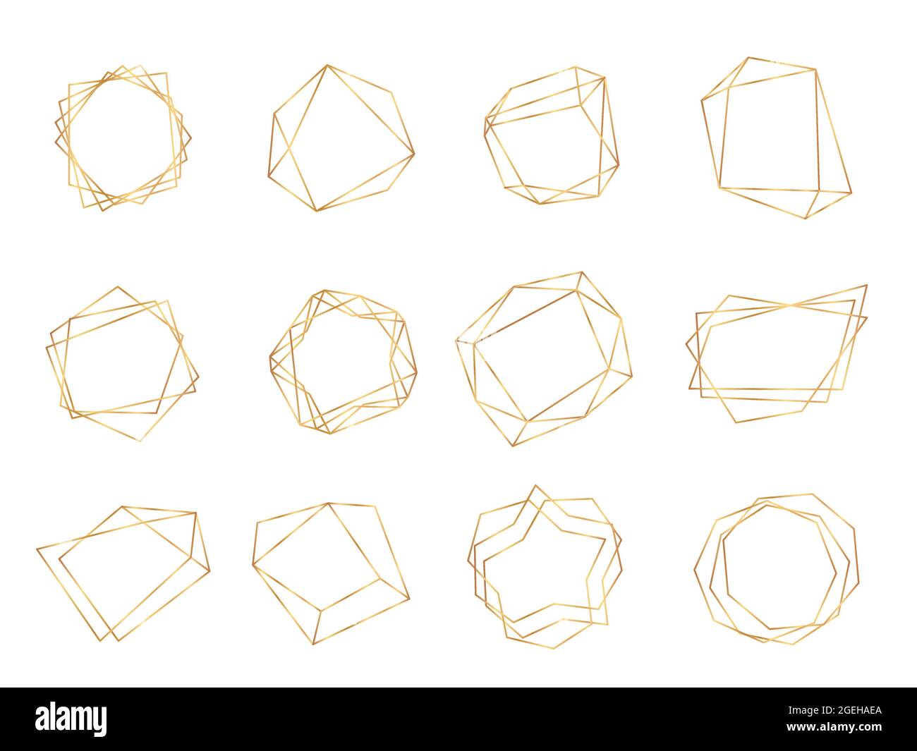 Gold polygonal frames. Triangle line shape, polygon style crystal art ...