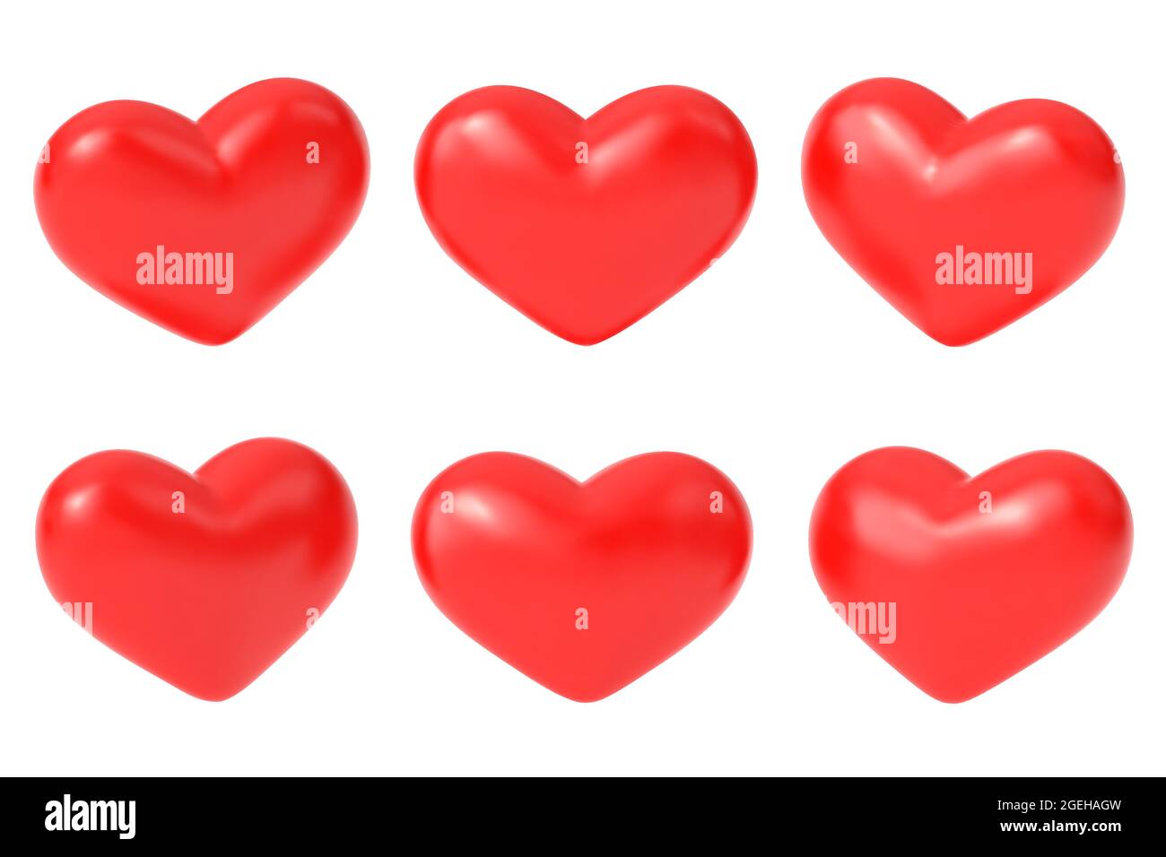 Realistic red hearts. Romantic 3d heart, isolated greetings love ...