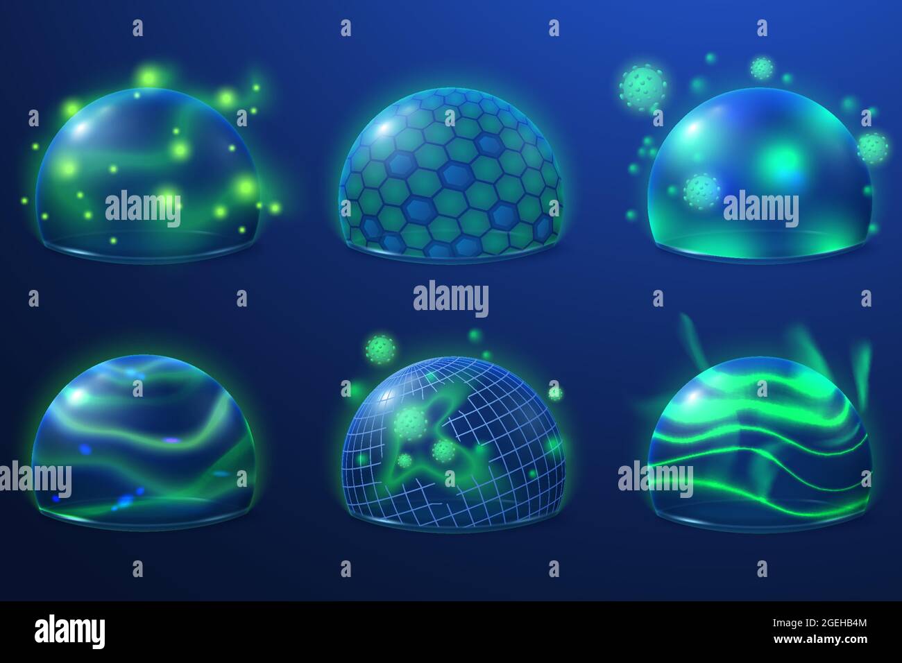 Transparent protection. Safety shield, energy bubbles for protect ...