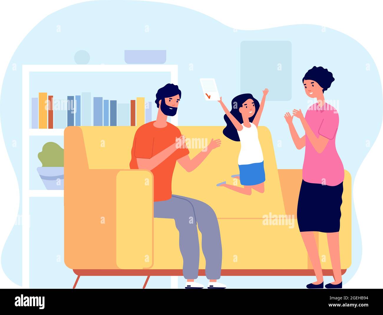 Girl showing exam paper Stock Vector Images - Alamy