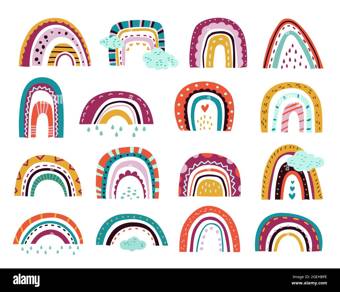 Abstract drawing rainbows. Cartoon weather, pastel modern scandinavian ...