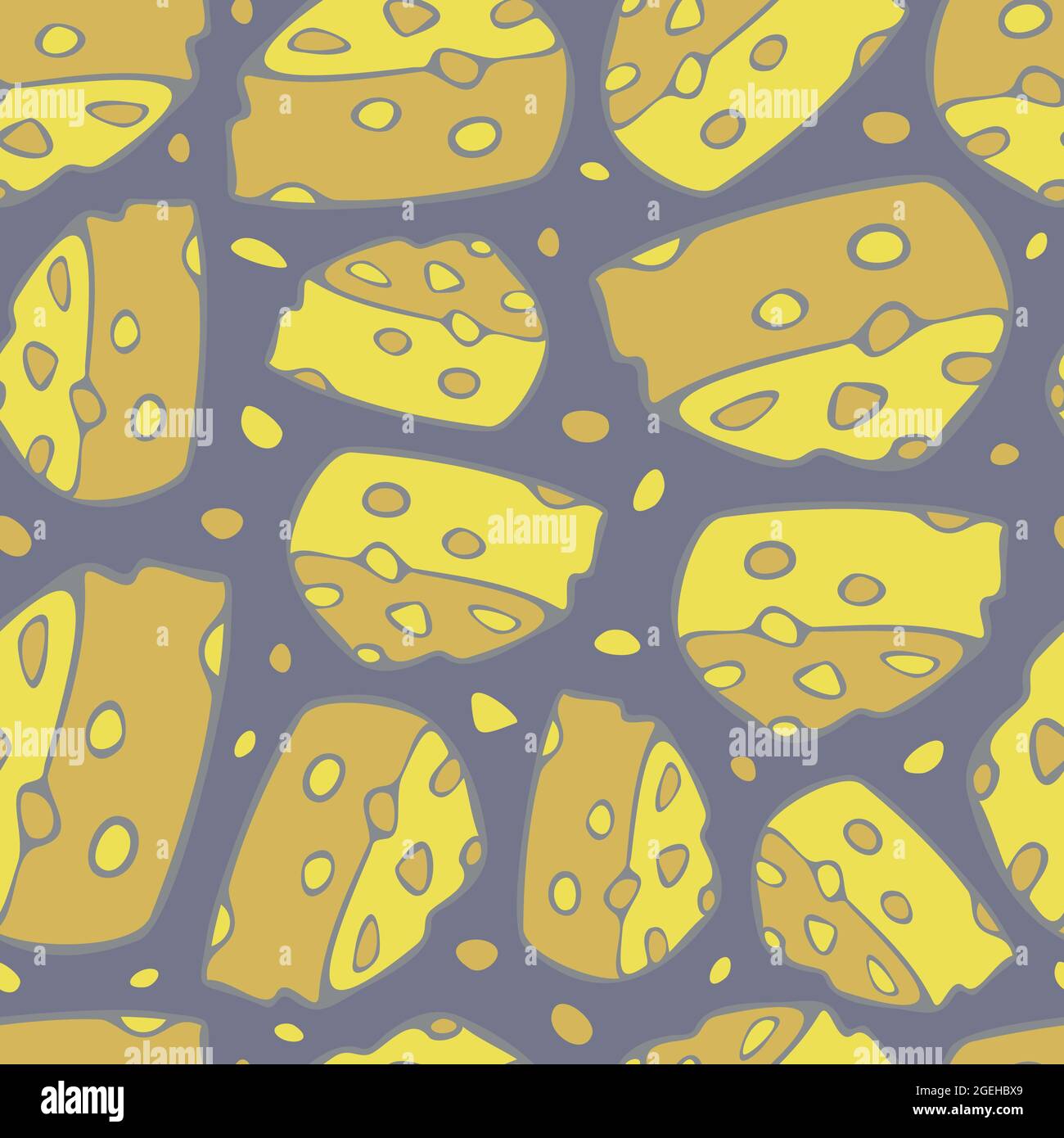 Vector seamless pattern with triangular pieces of cheese. Design with ...