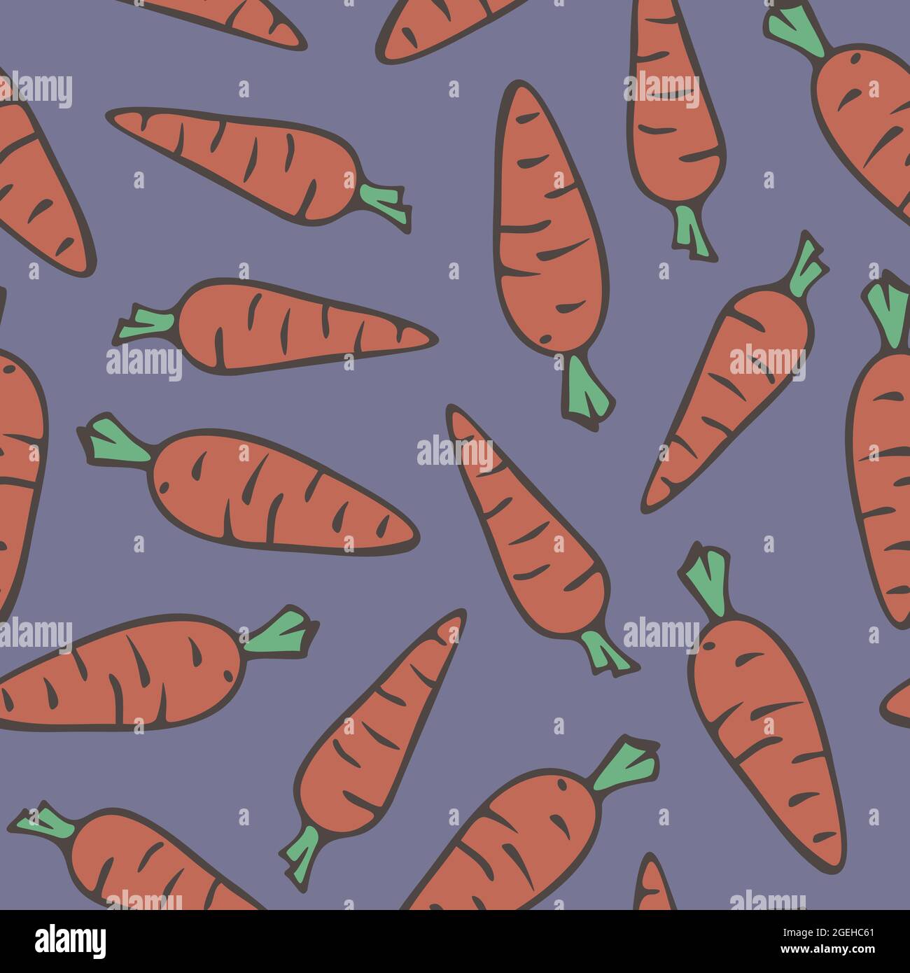 Vector seamless pattern with cartoon style carrots. Design with orange ...