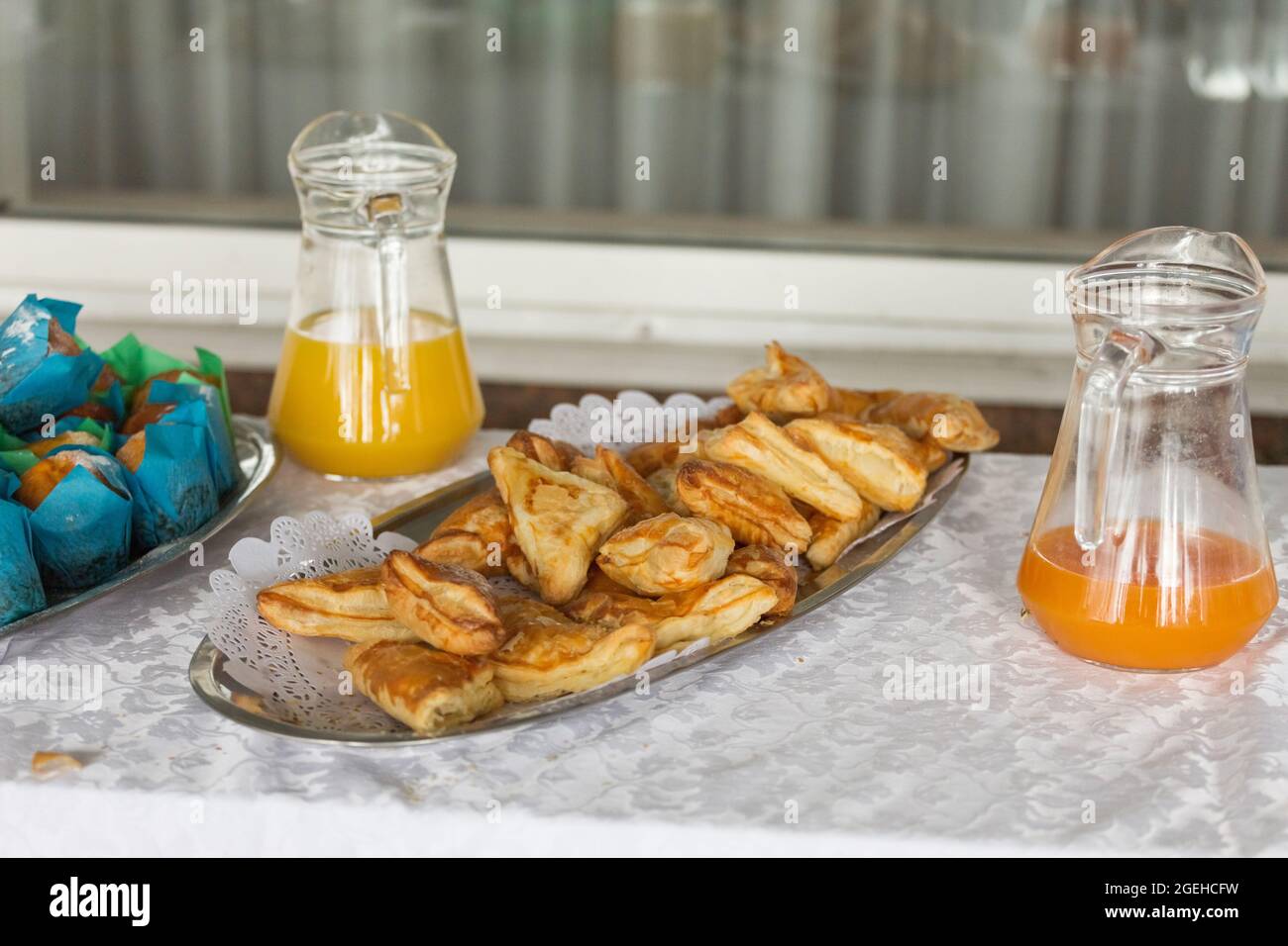 Catering or self-service desk for a conference or business meeting ...