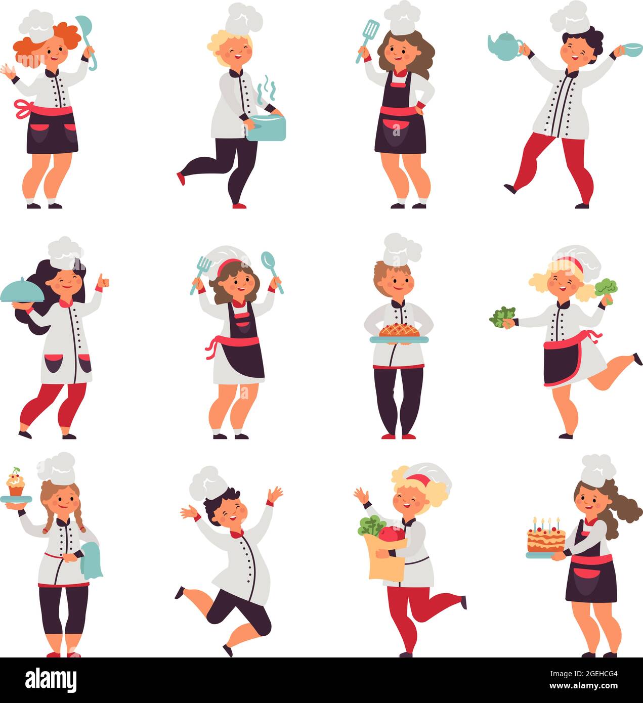 Kids chief characters. Cartoon kitchen kid, boys cook and laughing ...