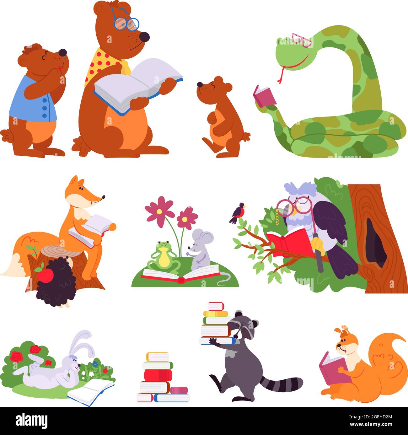 Animals Reading Books Clipart